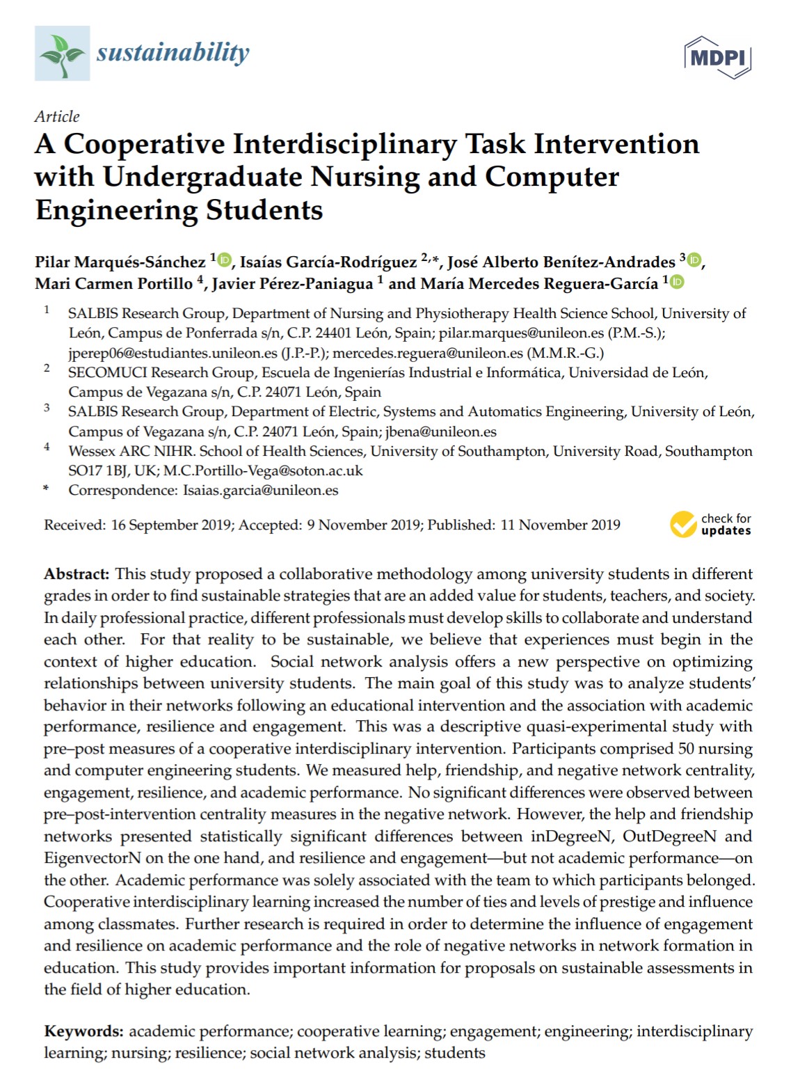 A Cooperative Interdisciplinary Task Intervention with Undergraduate ...