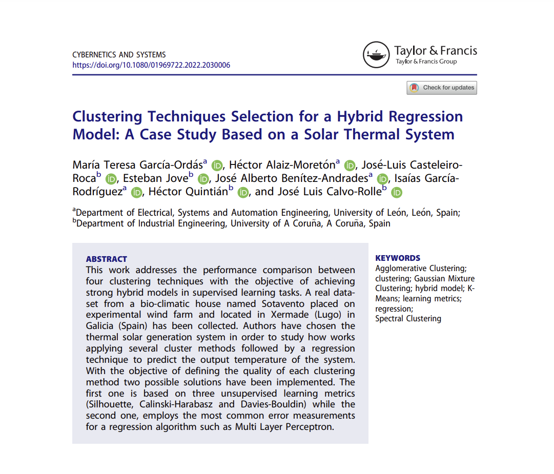 Clustering Techniques Selection for a Hybrid Regression Model: A Case Study Based on a Solar ...